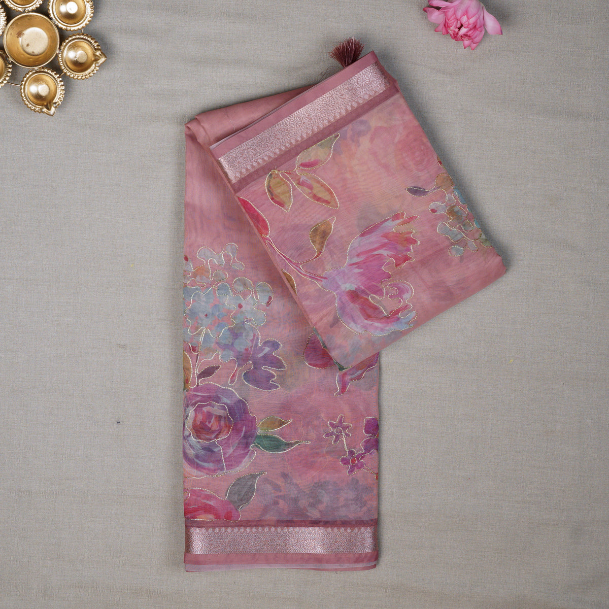 Floral Organza Saree – Vedhika Fashion Studio